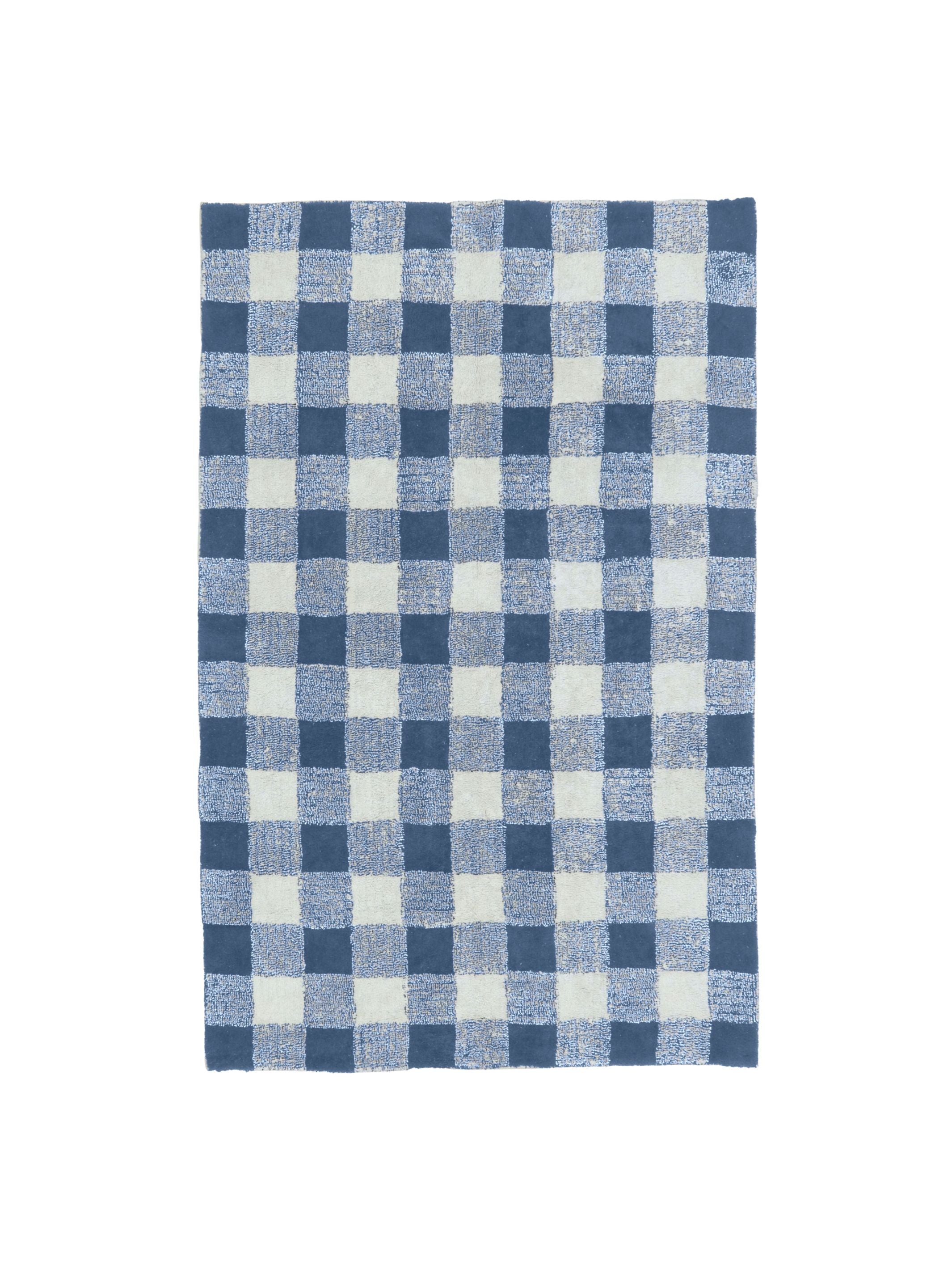 Dusty Blue Gingham Rug – Hunter & Nomad